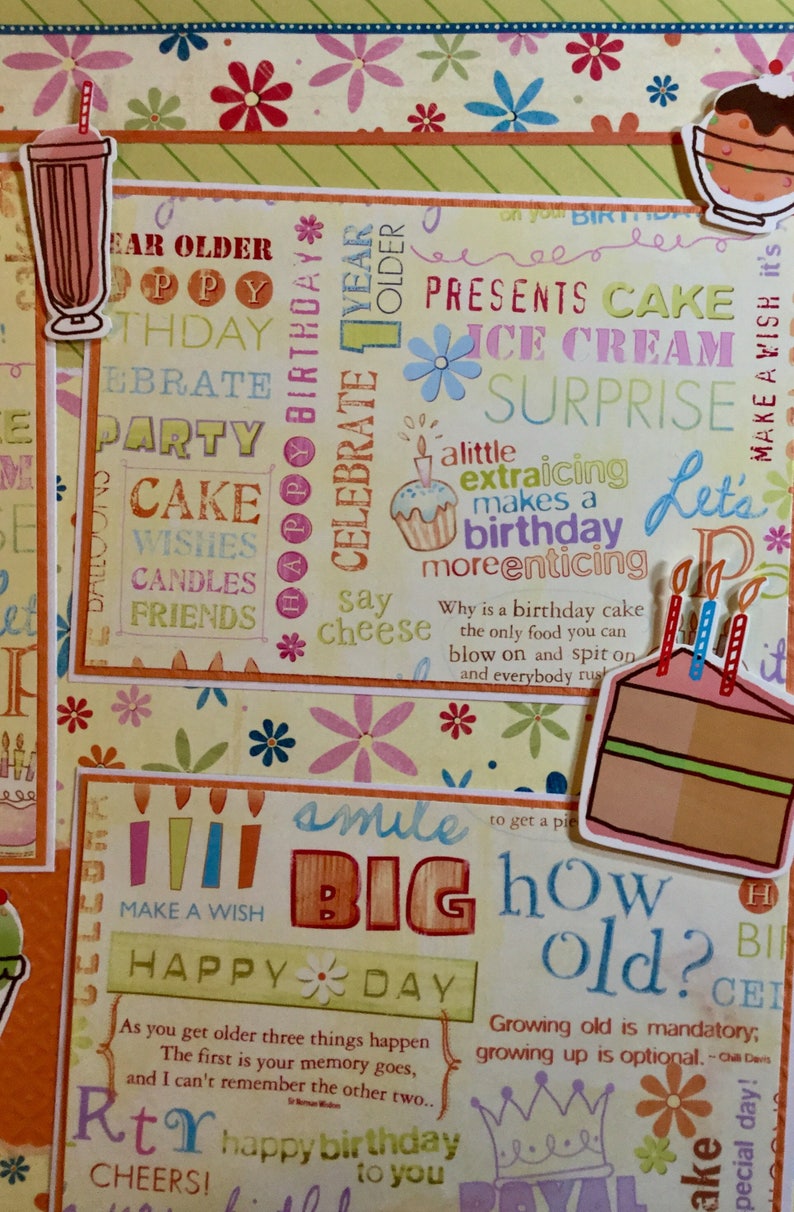 HAPPY BIRTHDAY 12 X 12 Premade Scrapbook Layout -- Birthday Scrapbook ...