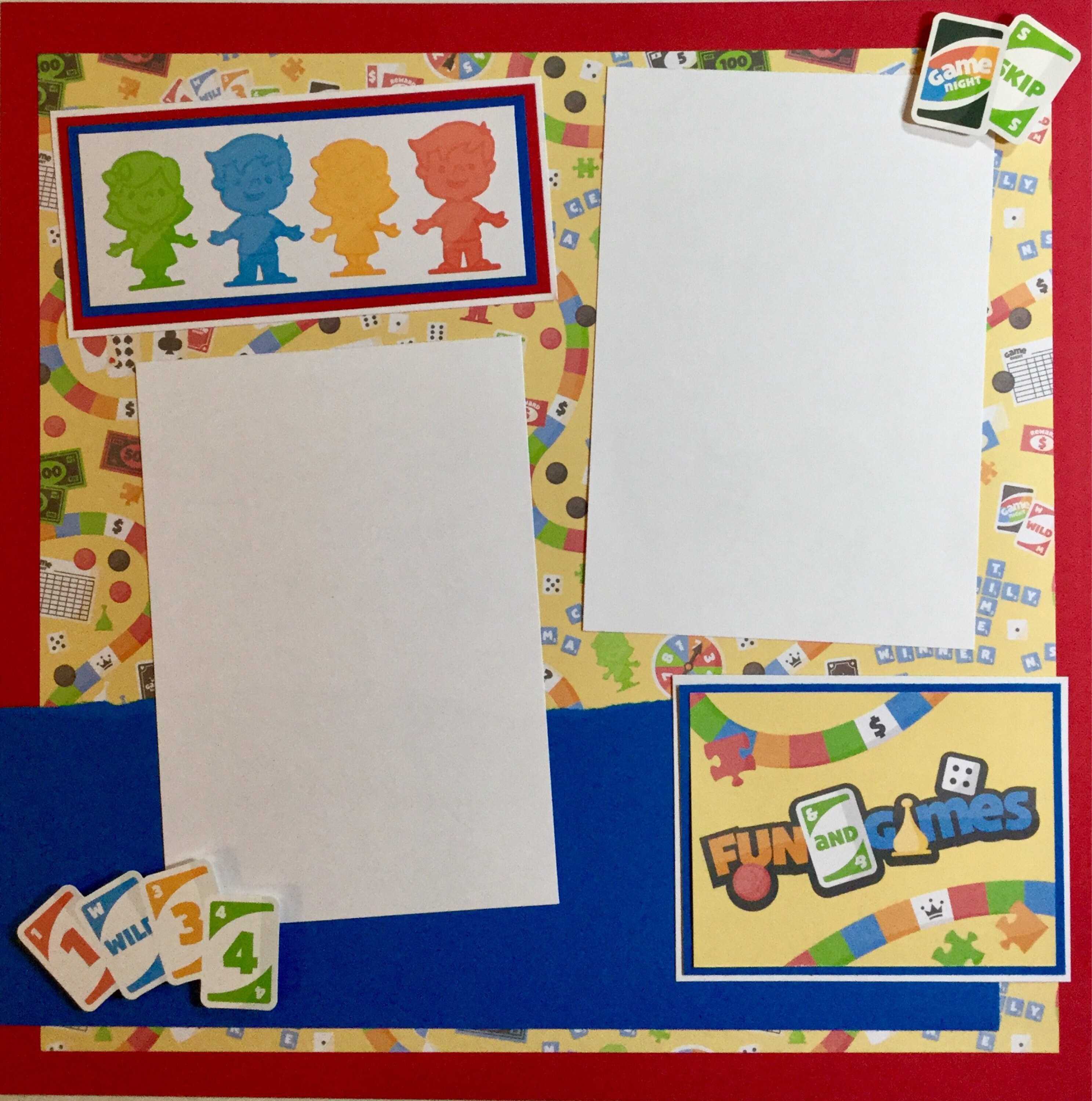 FUN and GAMES 12 X 12 Premade Scrapbook Page/layout - Boy Girl Board ...