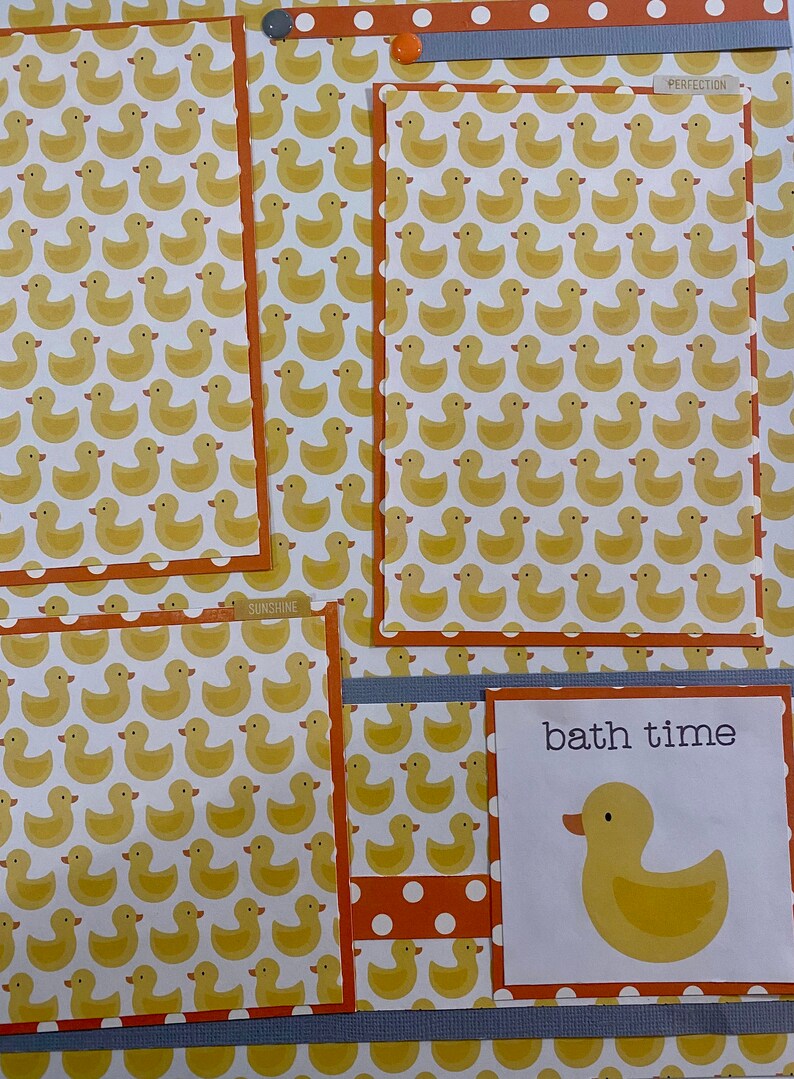 BATH TIME 12 X 12 Premade Scrapbook Layout - Baby Girl Boy Bath Time ...