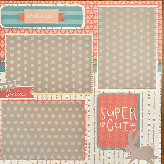 Baby Girl Baby Premade Scrapbook Page SUPER CUTE 12 x 12 Premade ...