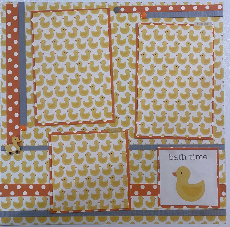 BATH TIME 12 X 12 Premade Scrapbook Layout - Baby Girl Boy Bath Time ...