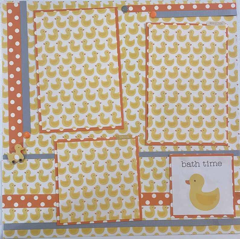 BATH TIME 12 X 12 Premade Scrapbook Layout - Baby Girl Boy Bath Time ...