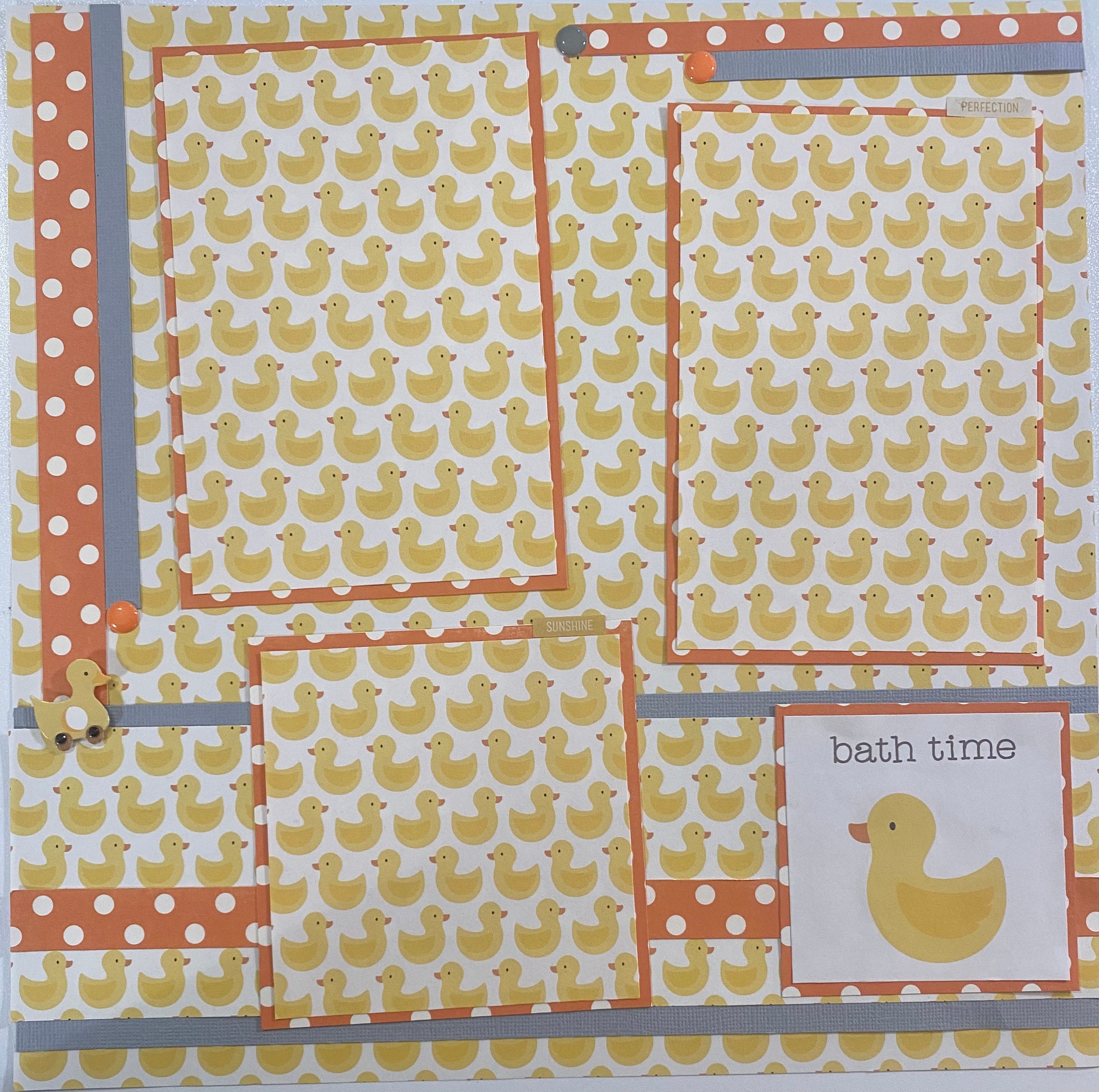 BATH TIME 12 X 12 Premade Scrapbook Layout - Baby Girl Boy Bath Time ...