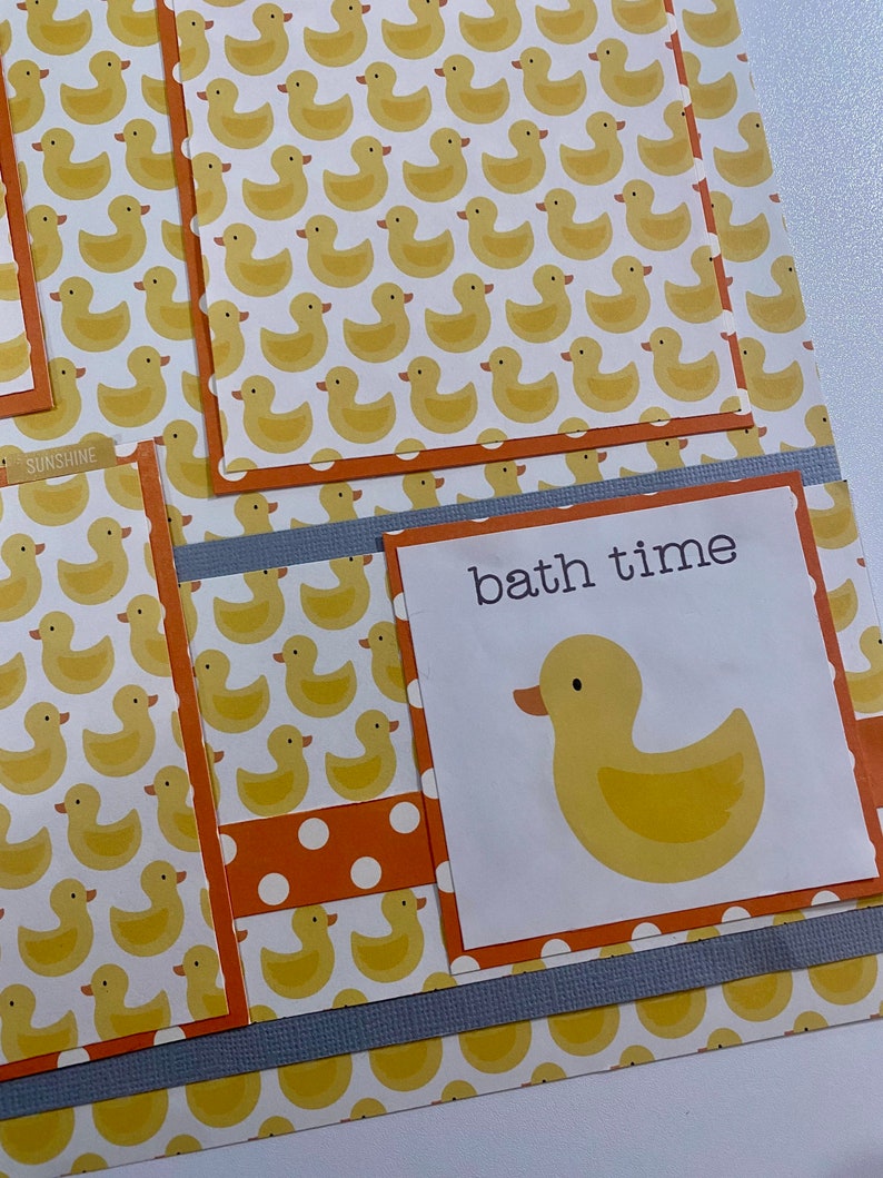BATH TIME 12 X 12 Premade Scrapbook Layout - Baby Girl Boy Bath Time ...