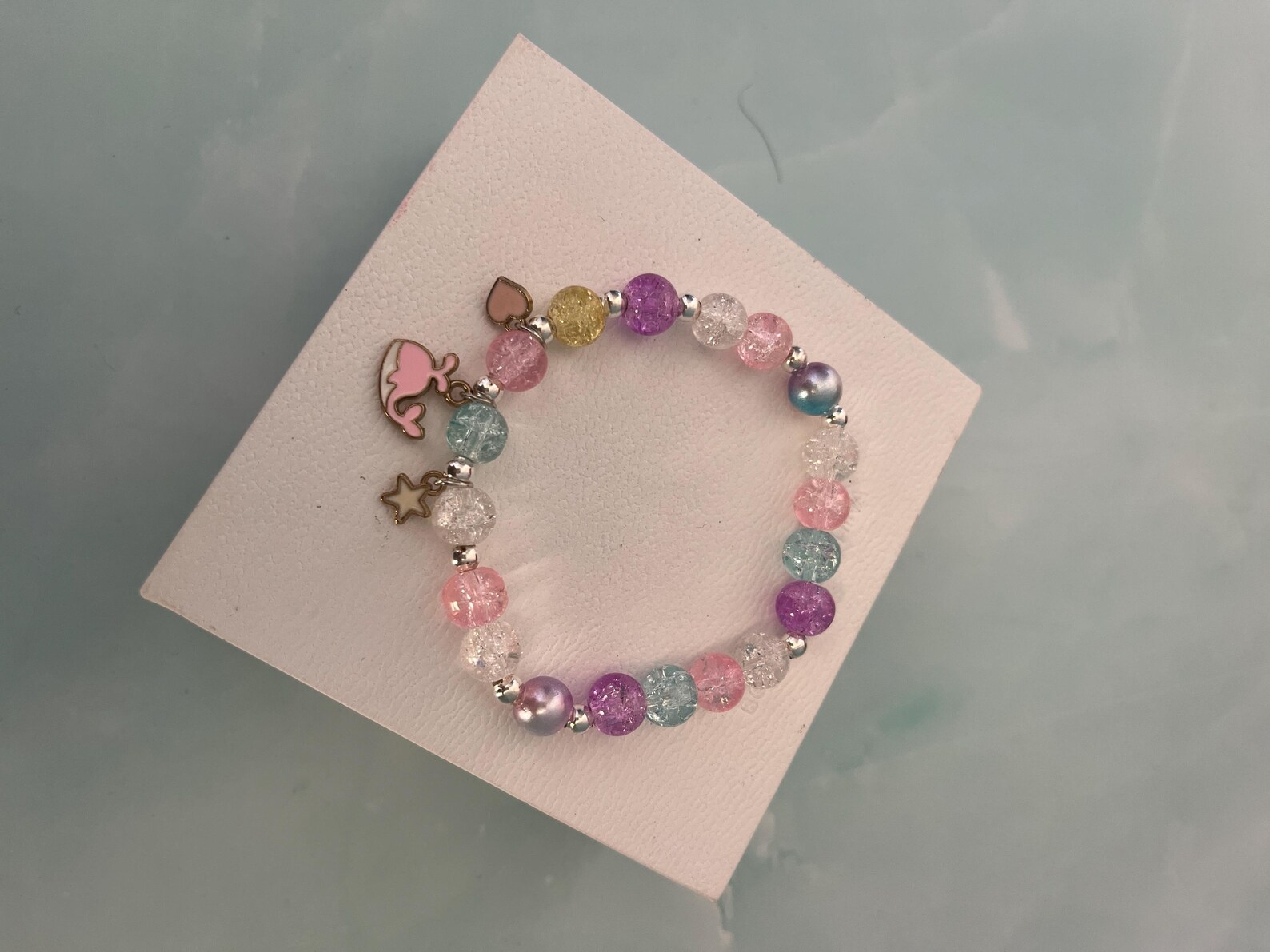 Colorful Crystal Beads Elastic Bracelet With Charm - Etsy