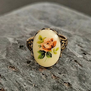 Cameo Ring Flower Cameo Ring Antique Brass Ring Jane Austen Jewelry Cameo Jewelry Holiday Gift Ideas Gift Ideas for Mom Etsy