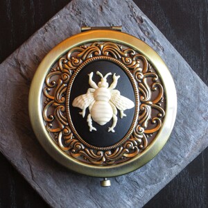 Bee Compact Mirror Brass Bee Cameo Compact Mirror Queen Bee - Etsy