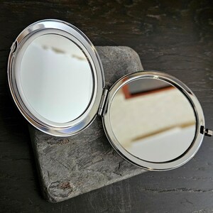 Pink Rose Cameo Silver Mirror, Flower Compact Mirror, Rose Compact ...