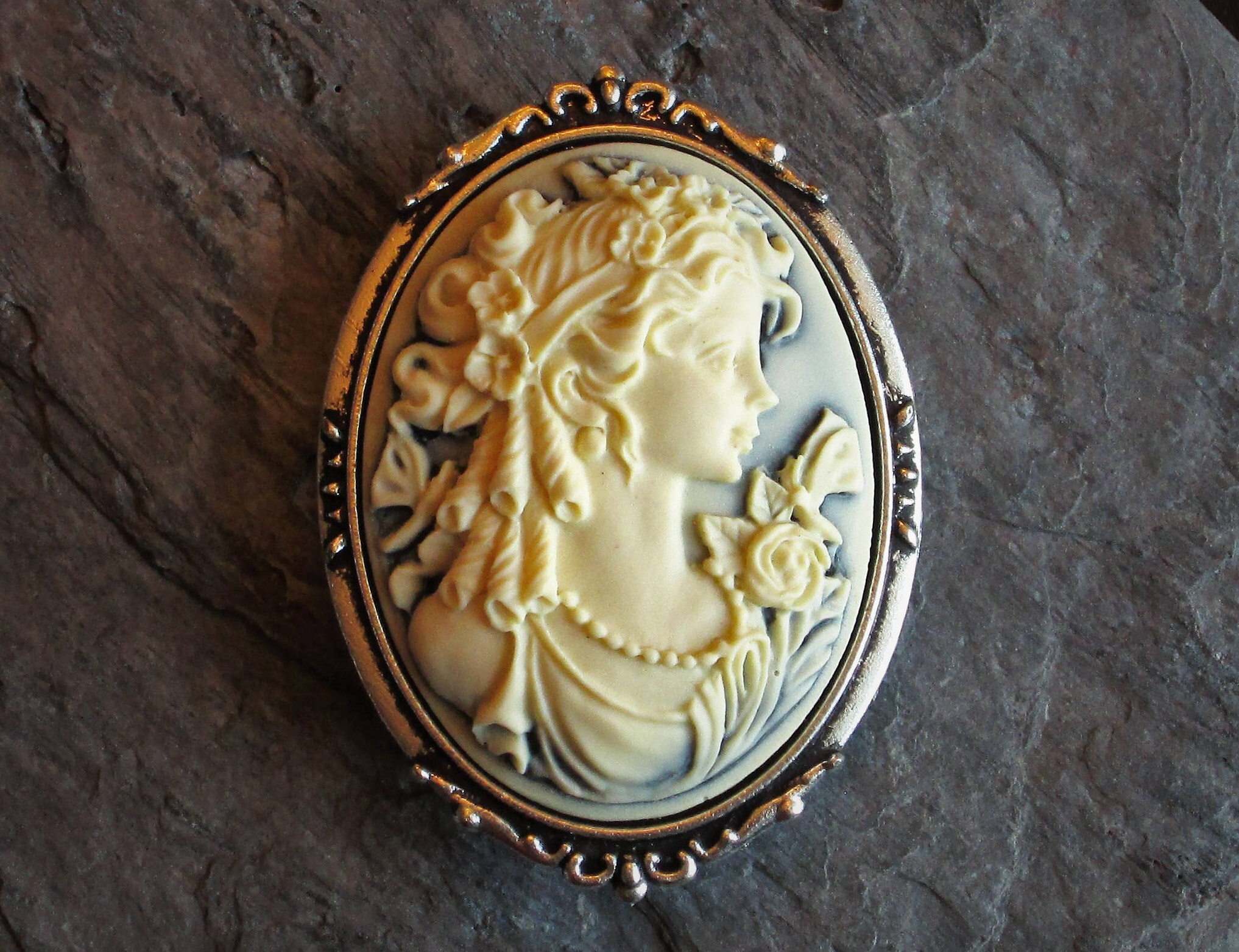 Blue Cameo Brooch Antique Silver Brooch Victorian Brooch - Etsy