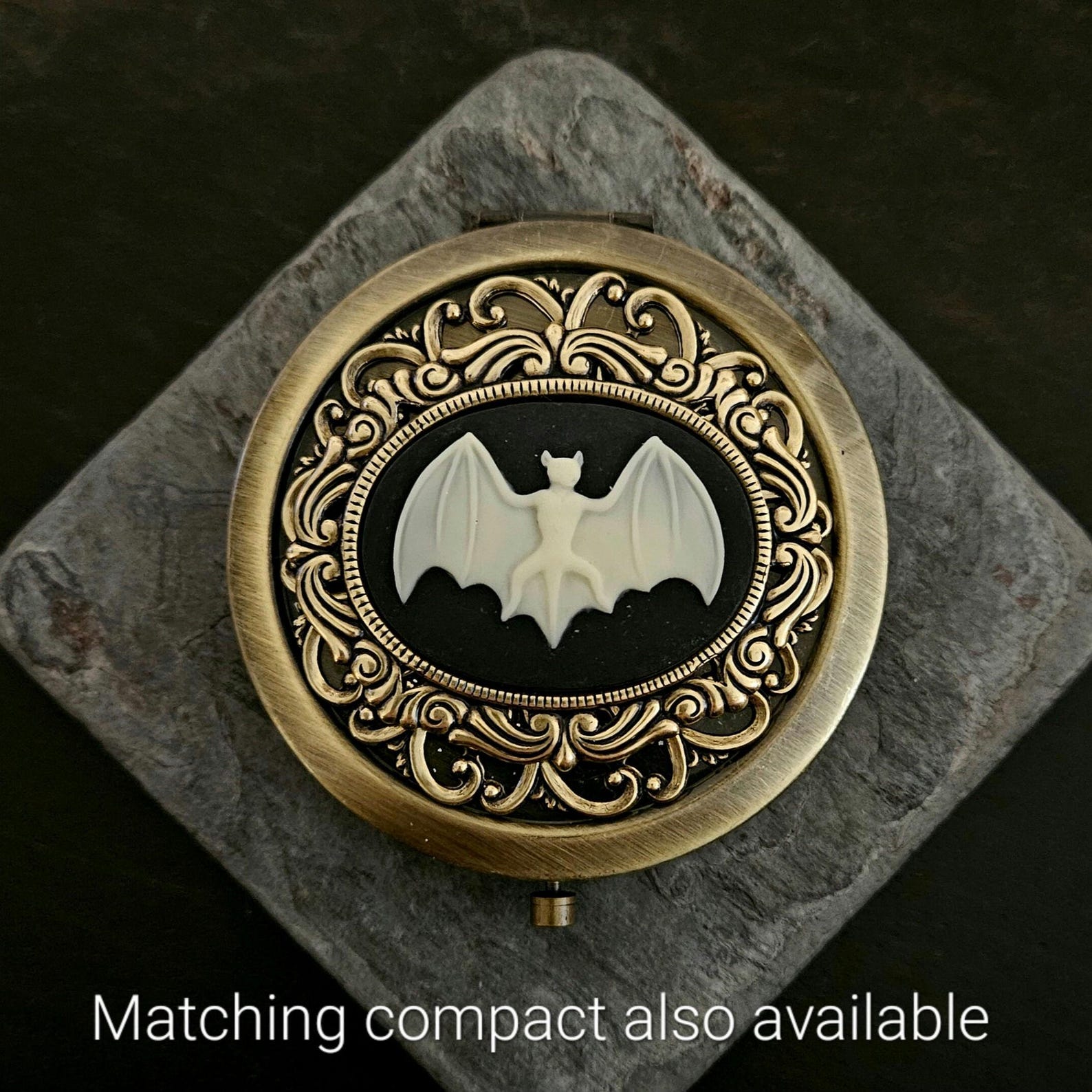 Bat Cameo Pill Box, Antique Brass Finish, Gothic Halloween Gift - Etsy
