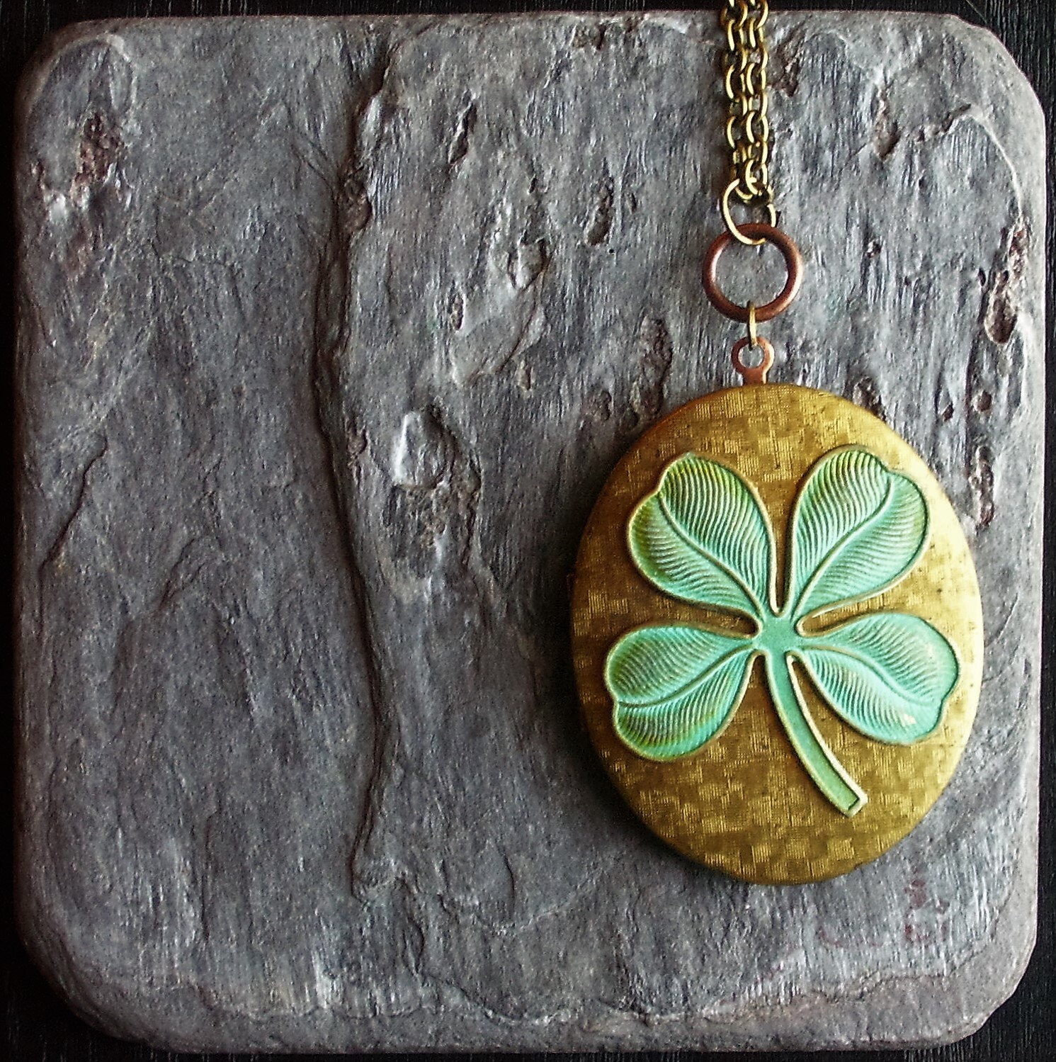 Clover Locket Vintage Brass Locket Irish Locket St - Etsy
