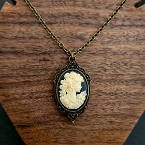 Cameo Necklace Black Cameo Necklace Small Cameo Necklace - Etsy