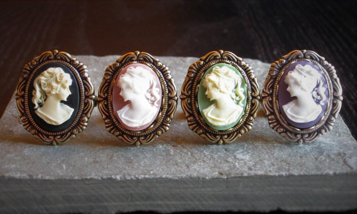 Purple Cameo Ring Antique Silver Ring Lavender Cameo Ring | Etsy