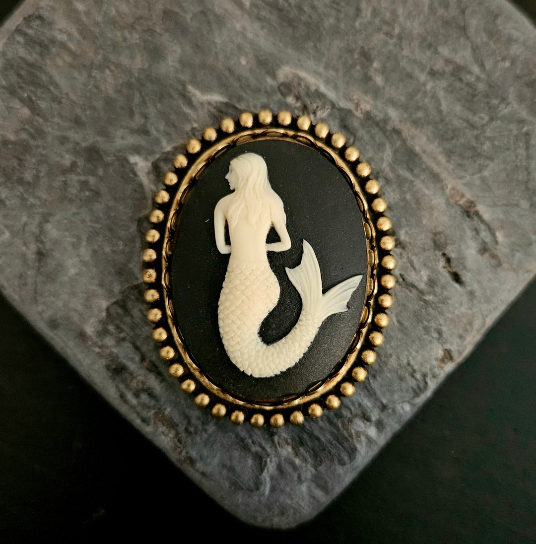 Mermaid Cameo Brooch Antique Brass Brooch Pin up Brooch - Etsy
