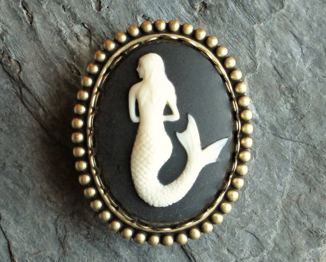 Mermaid Cameo Brooch Antique Brass Brooch Pin up Brooch - Etsy