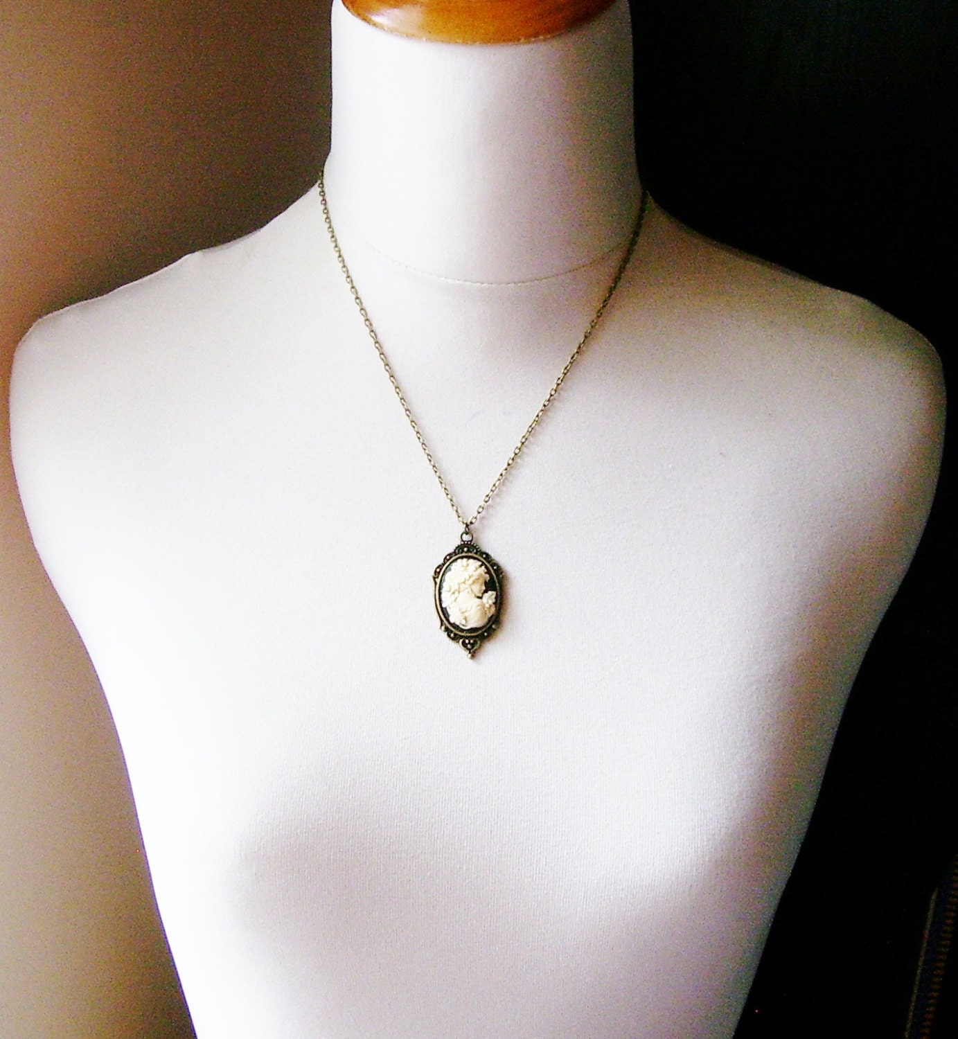Small Cameo Necklace Black Cameo Necklace Cameo Jewelry - Etsy