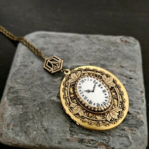 Art Deco Clock Locket, Oval Cameo Locket, Large Locket Necklace ...