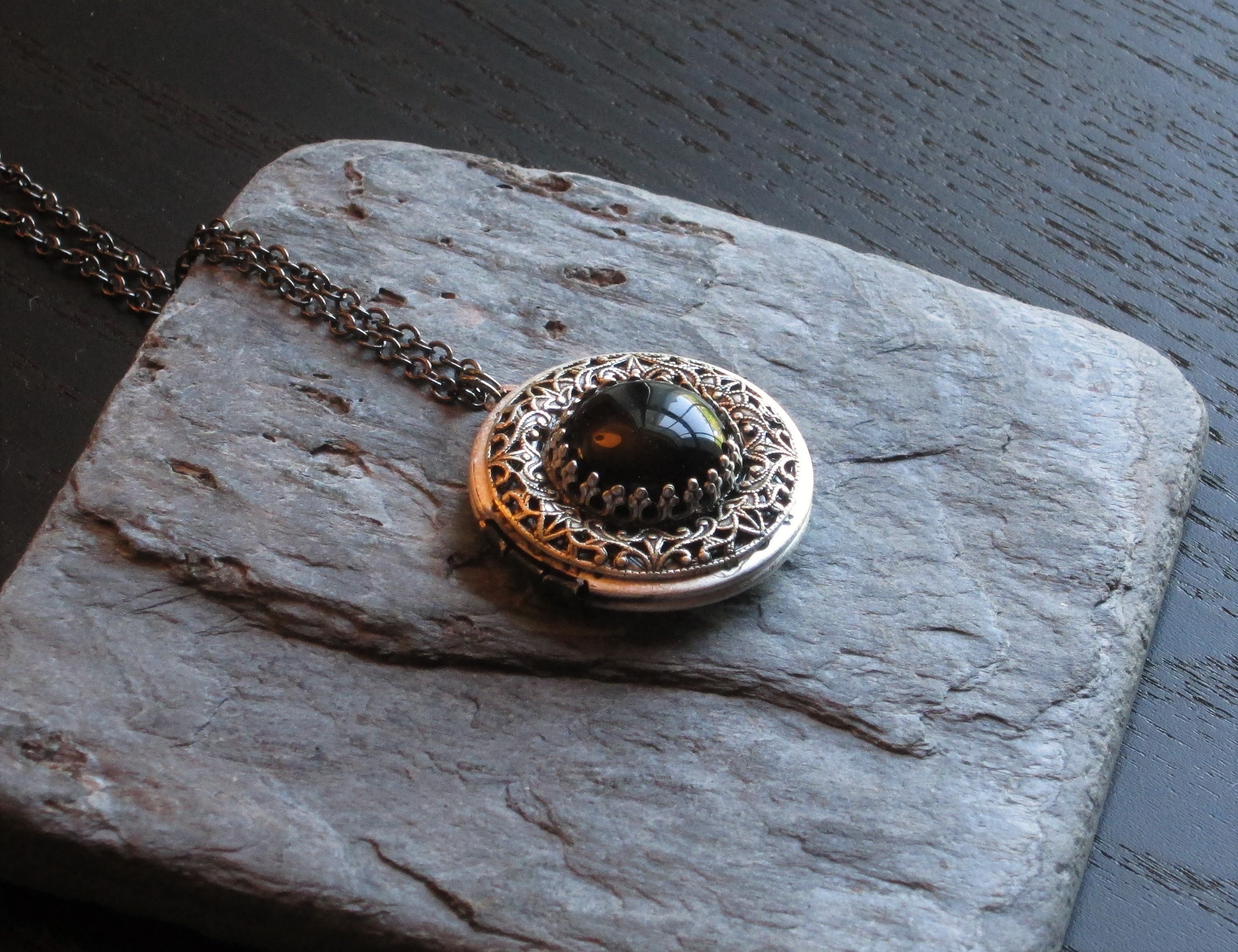 Onyx locket black gemstone locket onyx jewelry black | Etsy