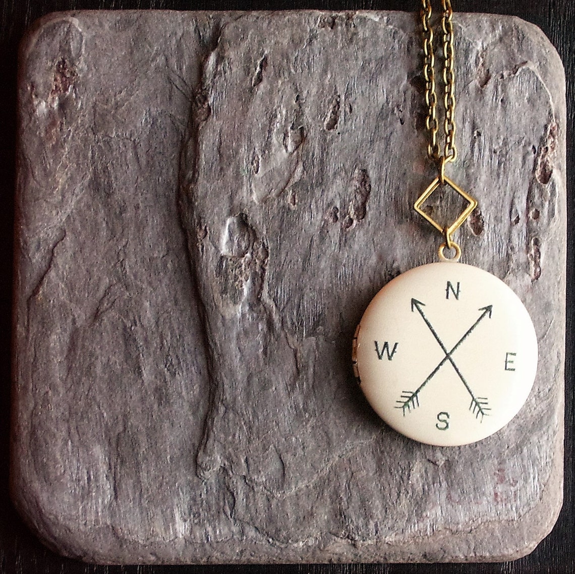 Compass Rose Locket Antique Brass Locket Necklace Nautical - Etsy