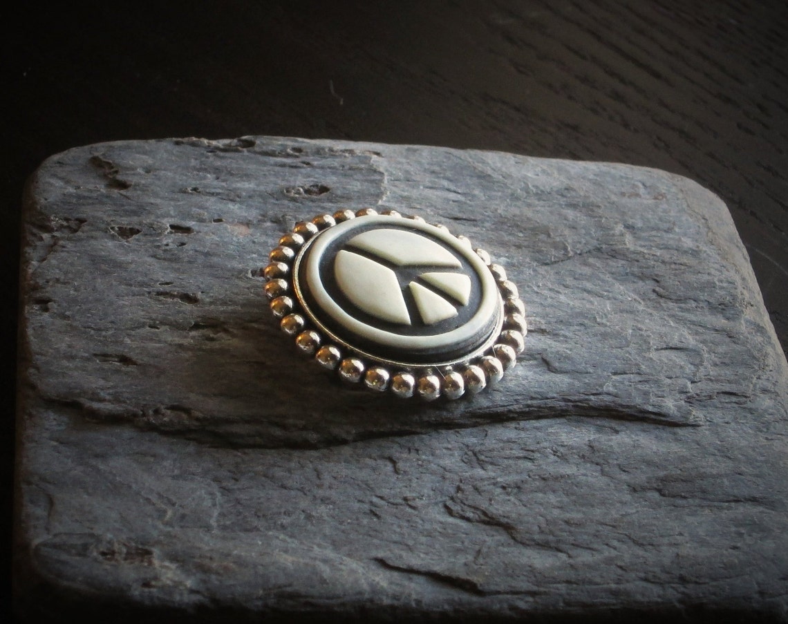 Peace Sign Brooch Peace Cameo Brooch Small Cameo Brooch - Etsy