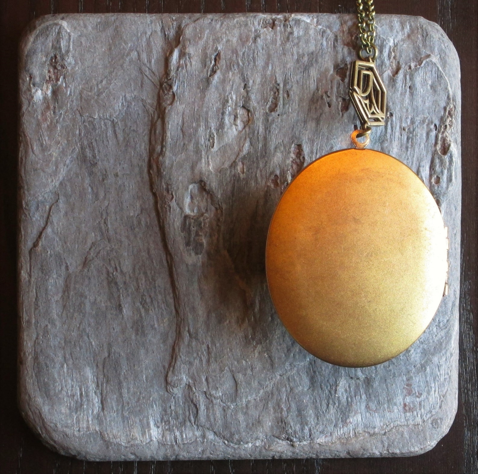 Art deco onyx locket oval gemstone locket large locket | Etsy