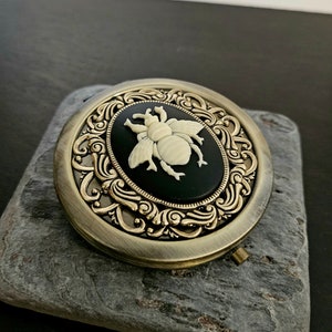 Bee Compact Mirror, Brass Bee Cameo Compact Mirror, Queen Bee Mirror ...