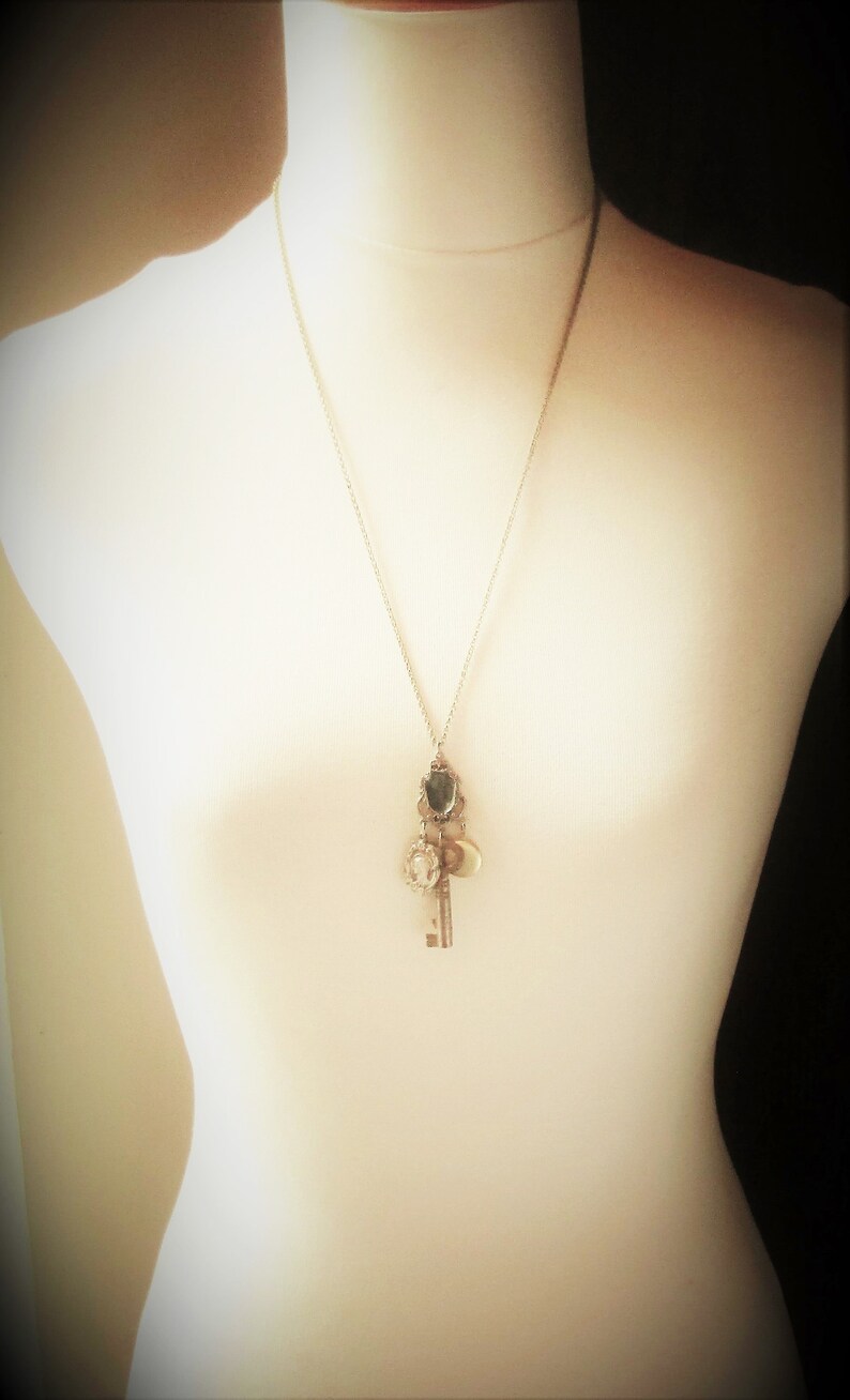 Vintage Key Locket Necklace Vintage Key Necklace Heart | Etsy