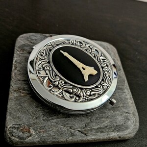 Eiffel Tower Silver Mirror, Paris Compact Mirror, French Compact Mirror ...
