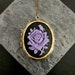 Purple Rose Cameo Locket, Rose Cameo Necklace, Flower Locket, Purple ...