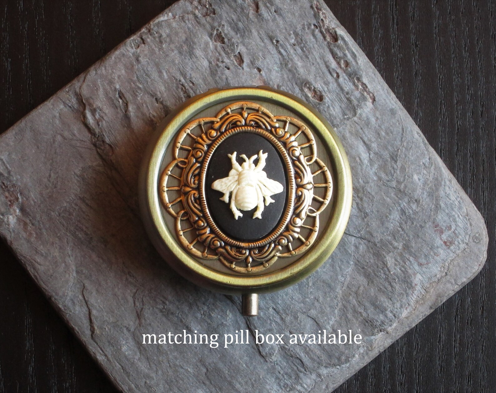 Bee Compact Mirror, Brass Bee Cameo Compact Mirror, Queen Bee Mirror ...