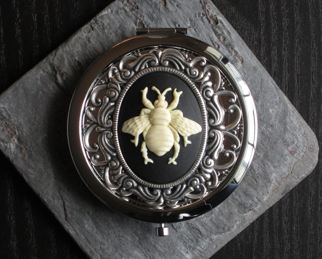 Bee Compact Mirror Victorian Silver Compact Detailed Mirror - Etsy