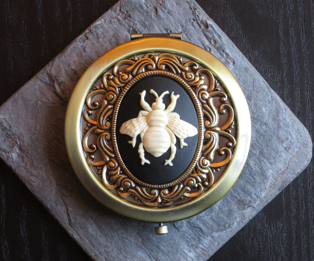 Bee Compact Mirror Brass Bee Cameo Compact Mirror Queen Bee - Etsy