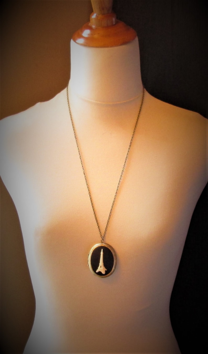 Eiffel Tower Cameo Locket Antique Brass Locket French - Etsy