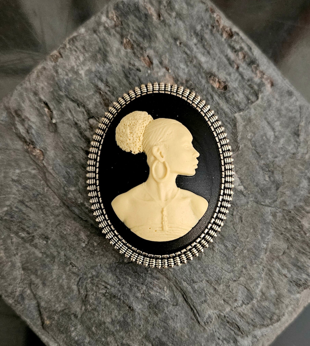 African Cameo Brooch, Black Cameo Brooch, African American Brooch ...
