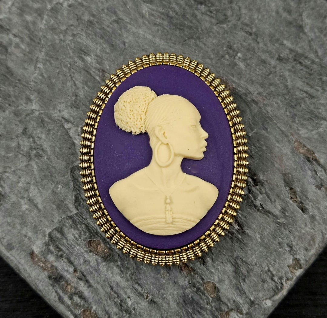 African Cameo Brooch, Black Cameo Brooch, African American Brooch ...