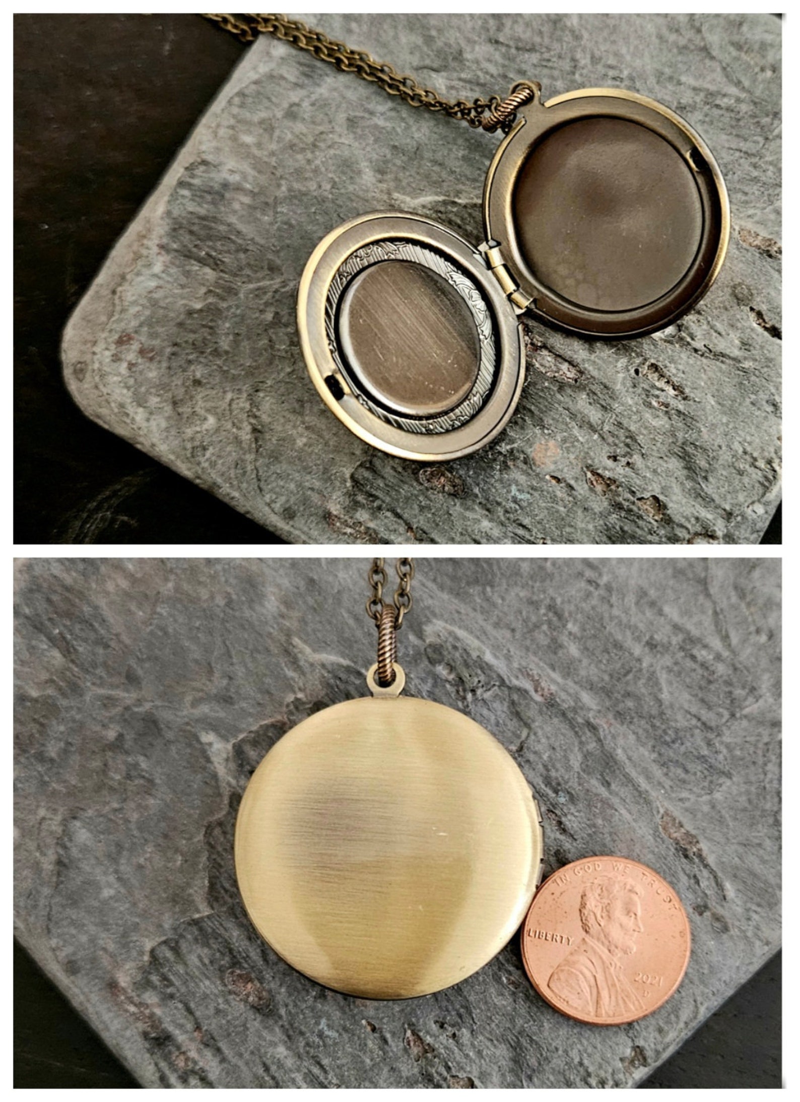 Onyx Locket, Black Gemstone Locket, Onyx Jewelry, Black Locket, Bronze ...