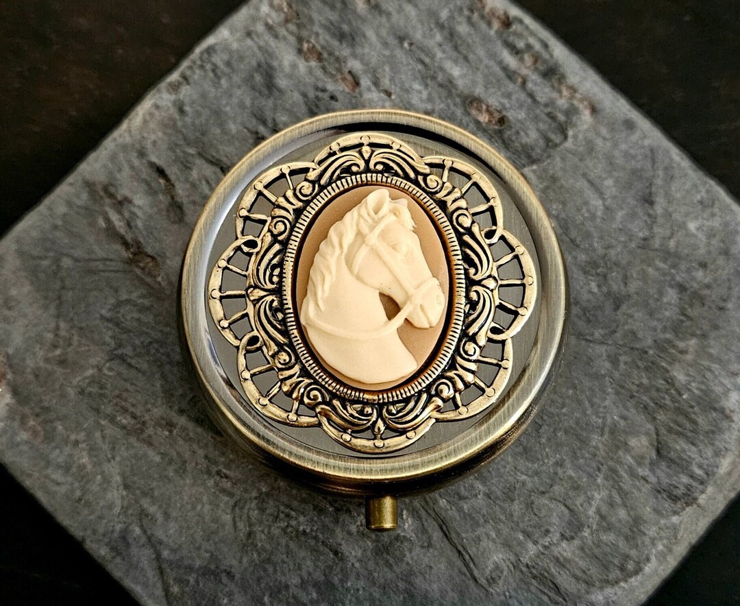 Horse Pill Box Animal Cameo Pill Box Gift for Horseback - Etsy