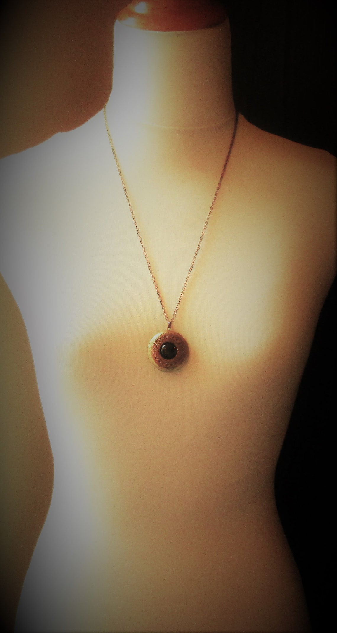 Onyx Locket, Black Gemstone Locket, Onyx Jewelry, Black Locket, Bronze ...