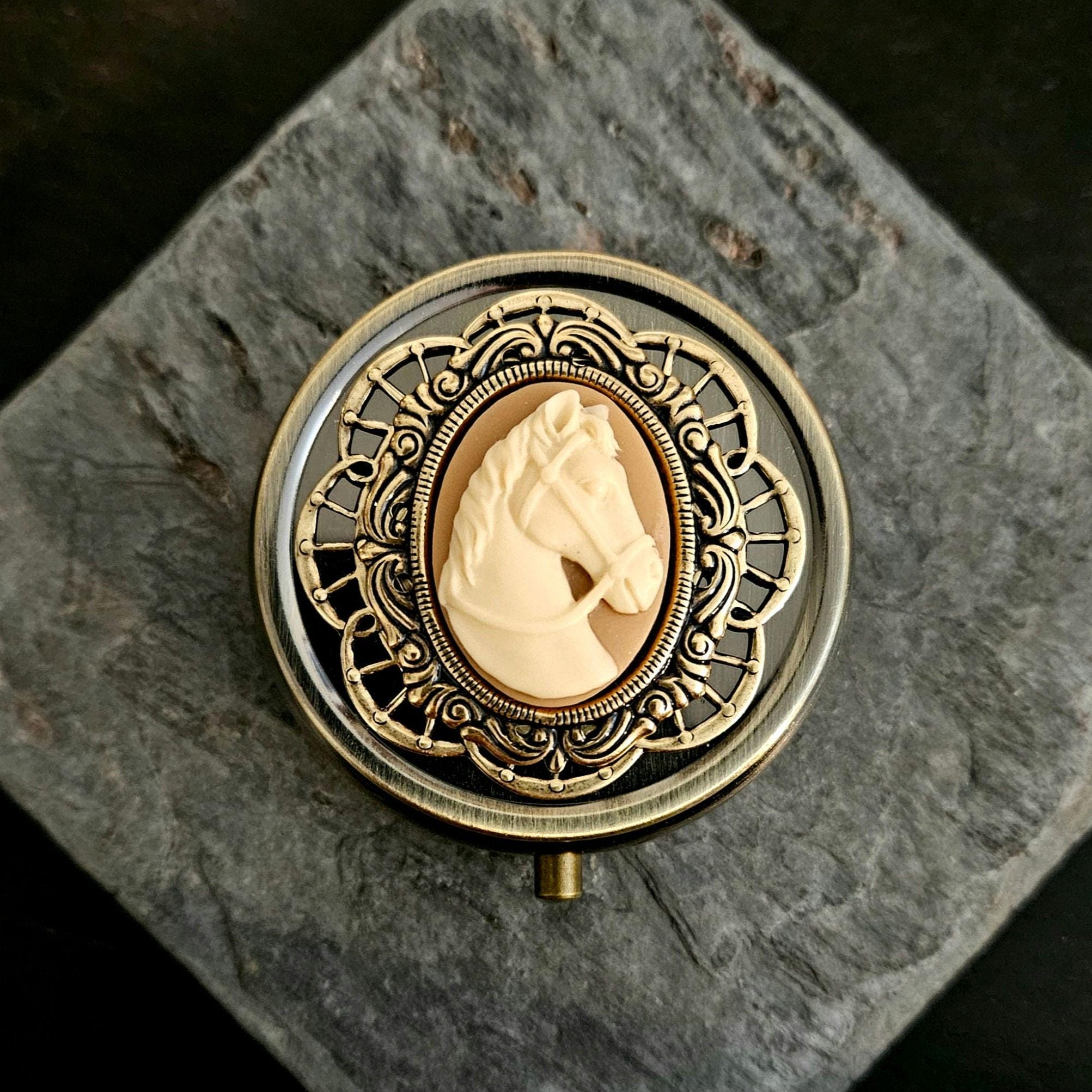Horse Pill Box, Animal Cameo Pill Box, Gift for Horseback Riders ...