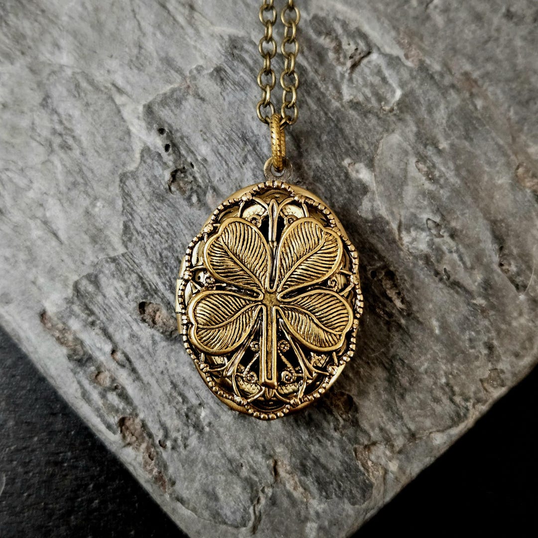 Clover Locket, Shamrock Locket, Irish Filigree Locket, Lucky Charm Locket, Gifts for Friends ...