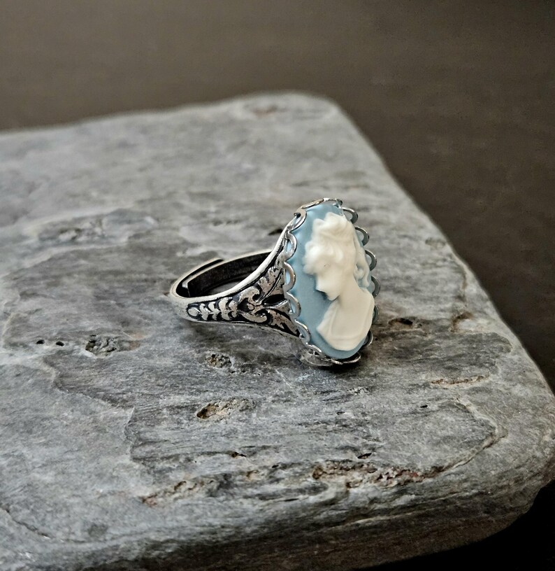 Blue Cameo Ring, Classic Cameo Ring, Jane Austen Ring, Cameo Jewelry ...