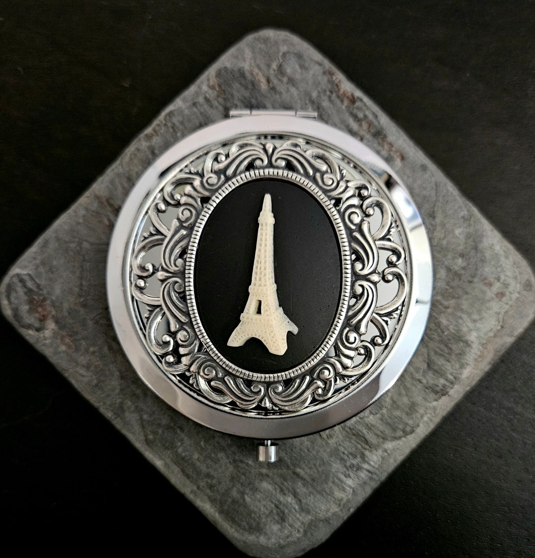 Eiffel Tower Silver Mirror, Paris Compact Mirror, French Compact Mirror ...