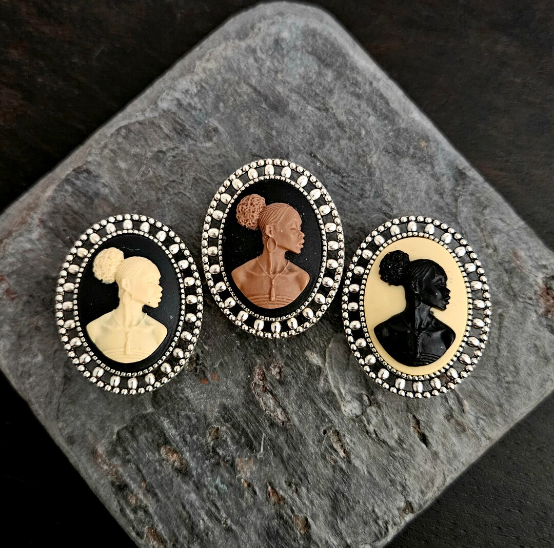 African Cameo Brooch, Black Cameo Brooch, African American Brooch ...