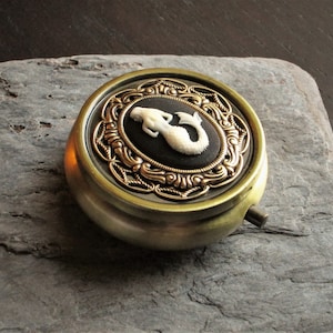 Mermaid Pill Box Antique Brass Cameo Pill Box Nautical Pill - Etsy