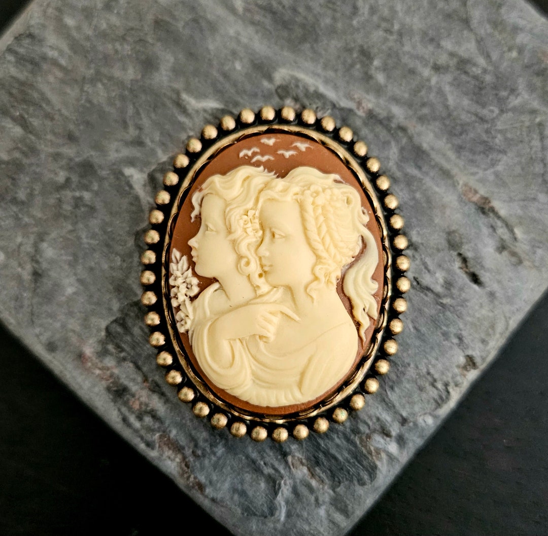 Cameo Brooch, Daughters Cameo Brooch, Mother Daughter, Twins Cameo ...