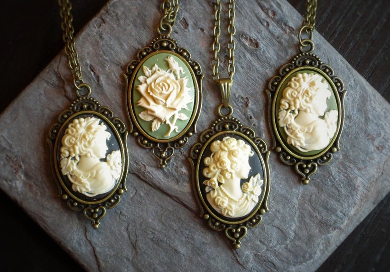 Small Cameo Necklace Black Cameo Necklace Cameo Jewelry - Etsy