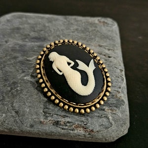 Mermaid Cameo Brooch Antique Brass Brooch Pin up Brooch - Etsy
