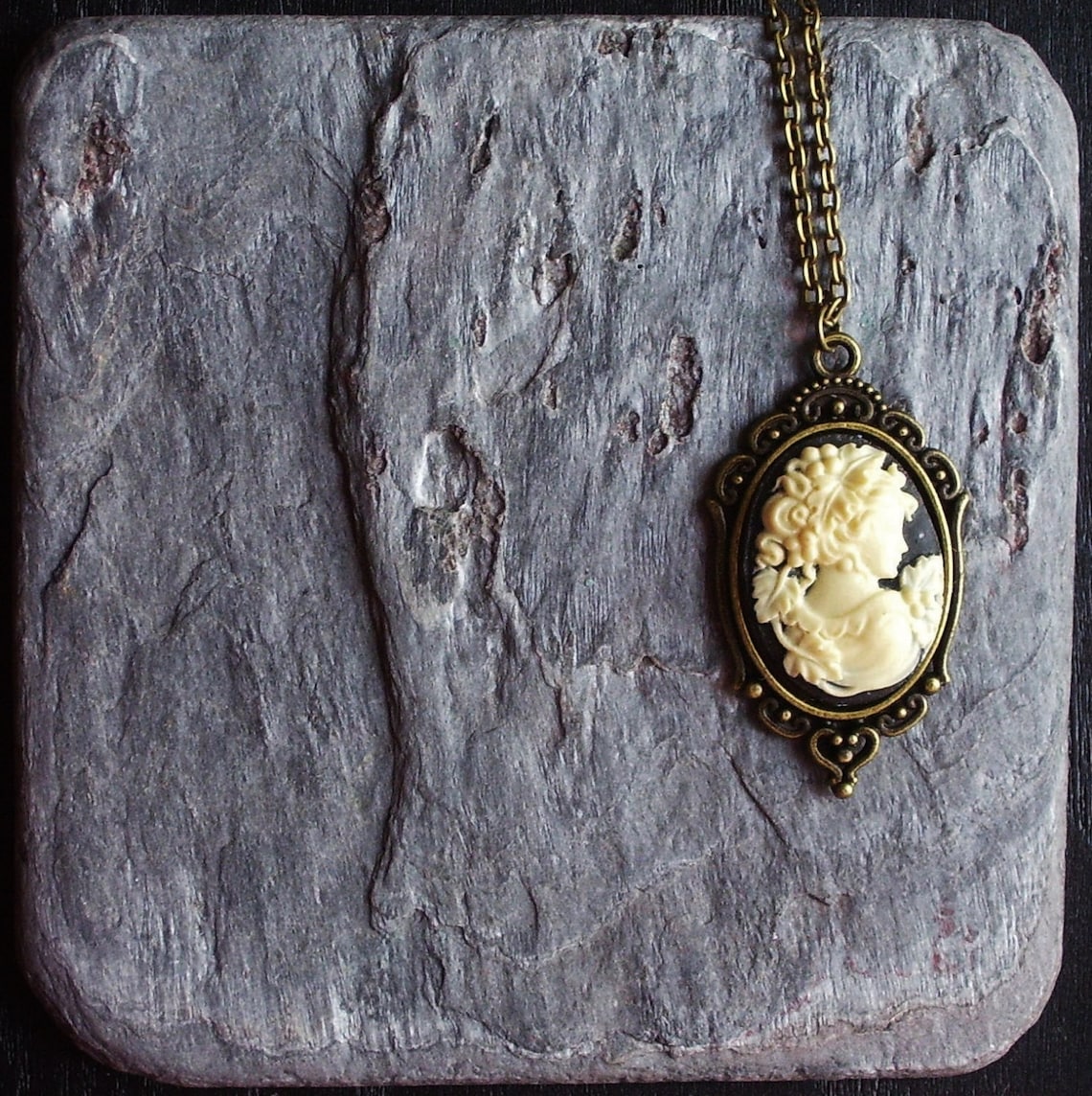 Small Cameo Necklace Black Cameo Necklace Cameo Jewelry - Etsy