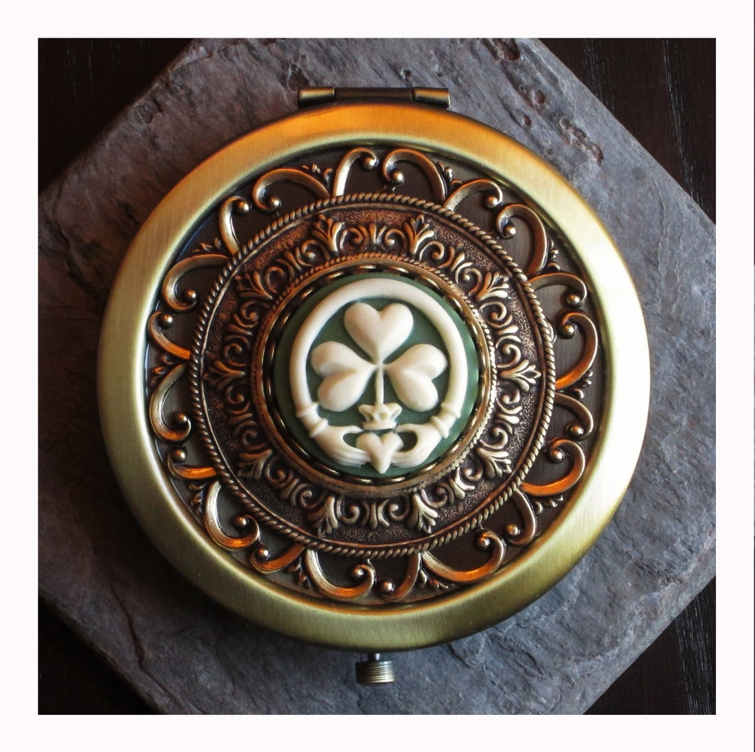 Irish Clover Compact Mirror Irish Claddagh Mirror Green - Etsy