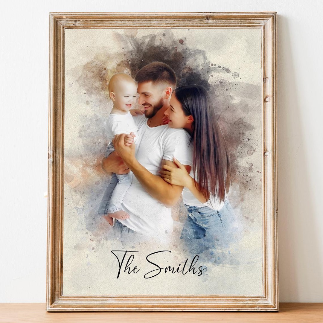 Personalized Digital Watercolor Family Portrait, Custom Illustration ...